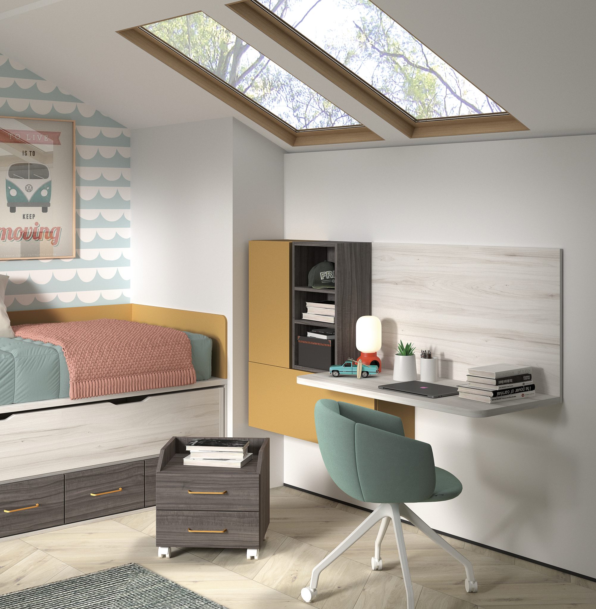 Dormitorio juvenil 015 cama compacta – magicmoble